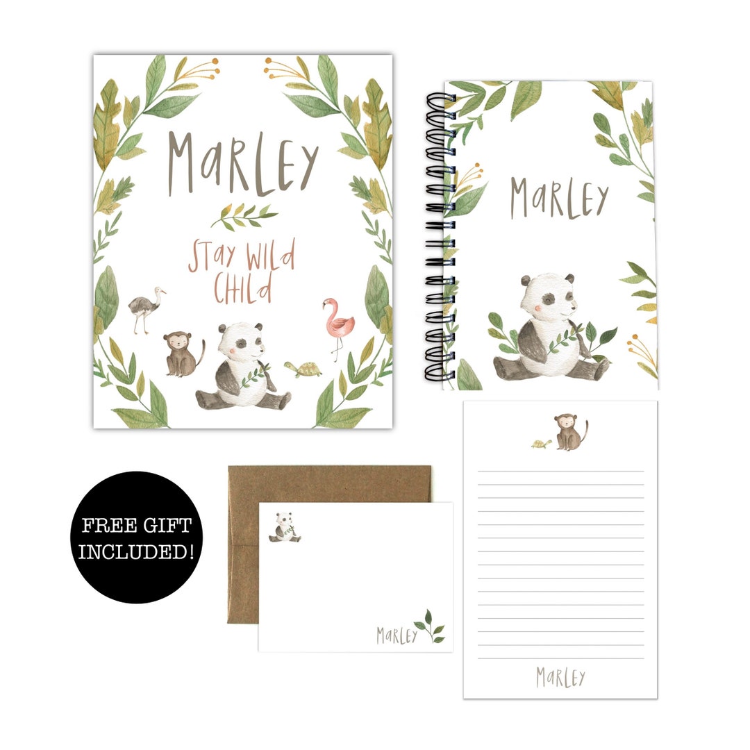 Personalized Kids Wild Animals Stationery Set - Custom Journal ...