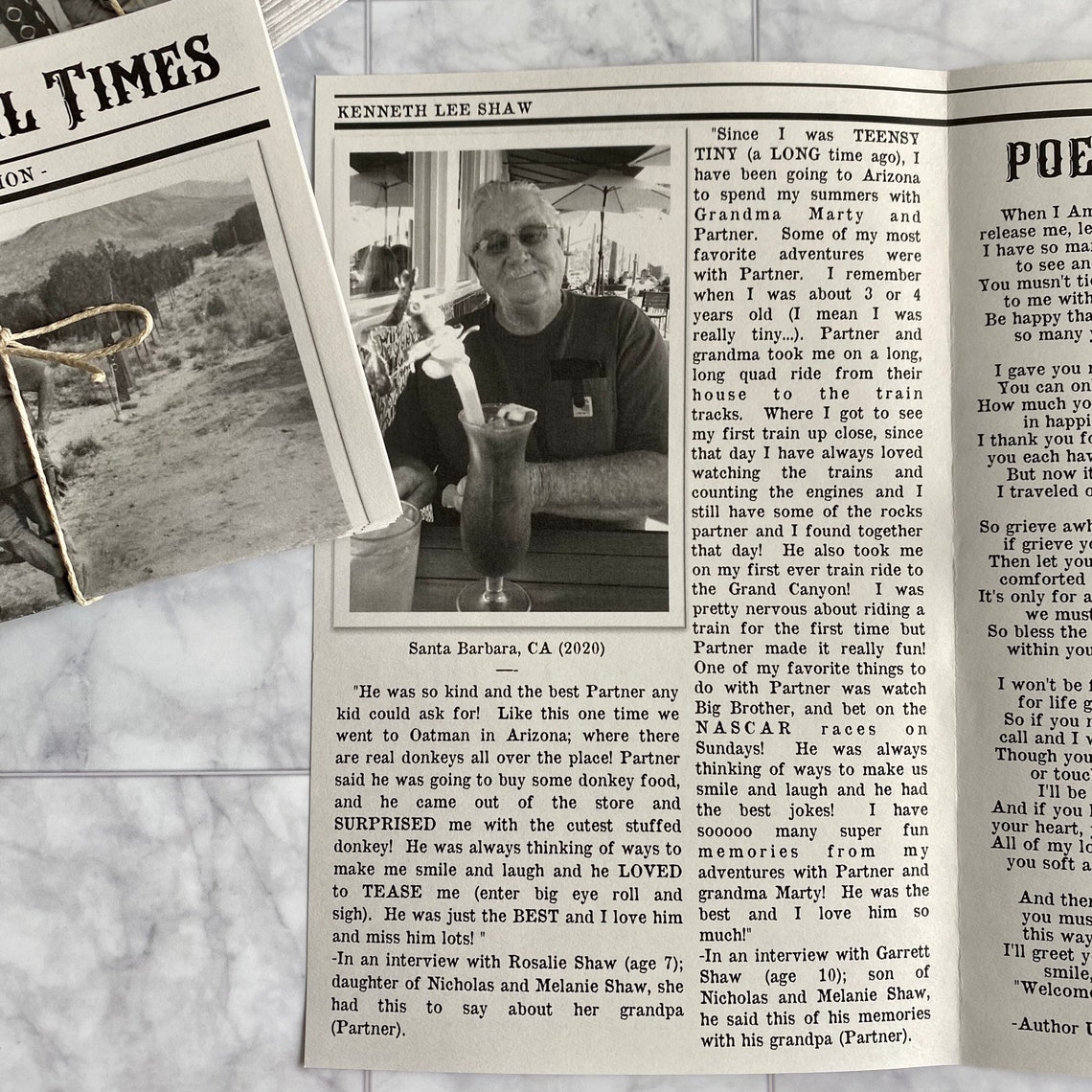 Memorial Mini Newspaper Program Custom Funeral - Etsy