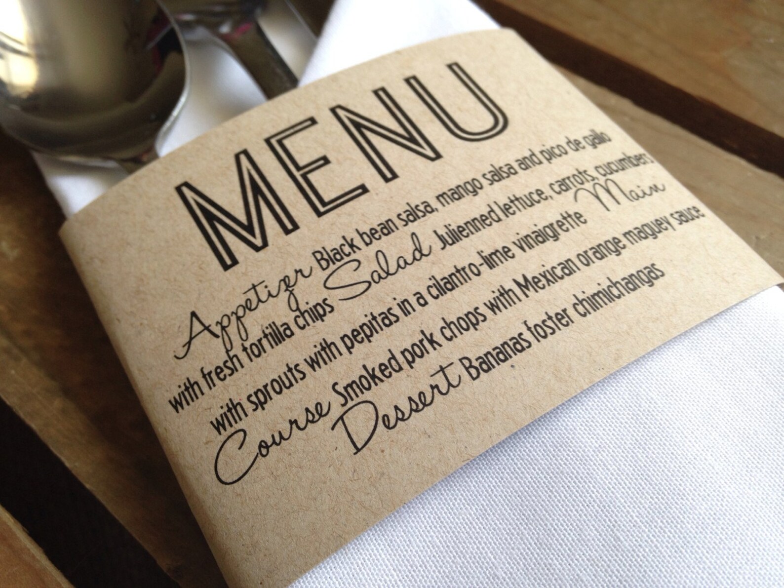 Custom Menu Modern Napkin Wrap Holder Cuff Reception - Etsy