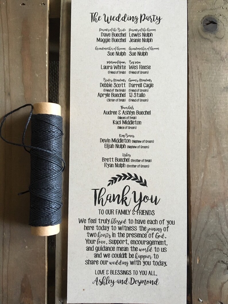 RUSTIC Wedding Program - Long - Ceremony - Laurel Wreath - Modern - Eco ...