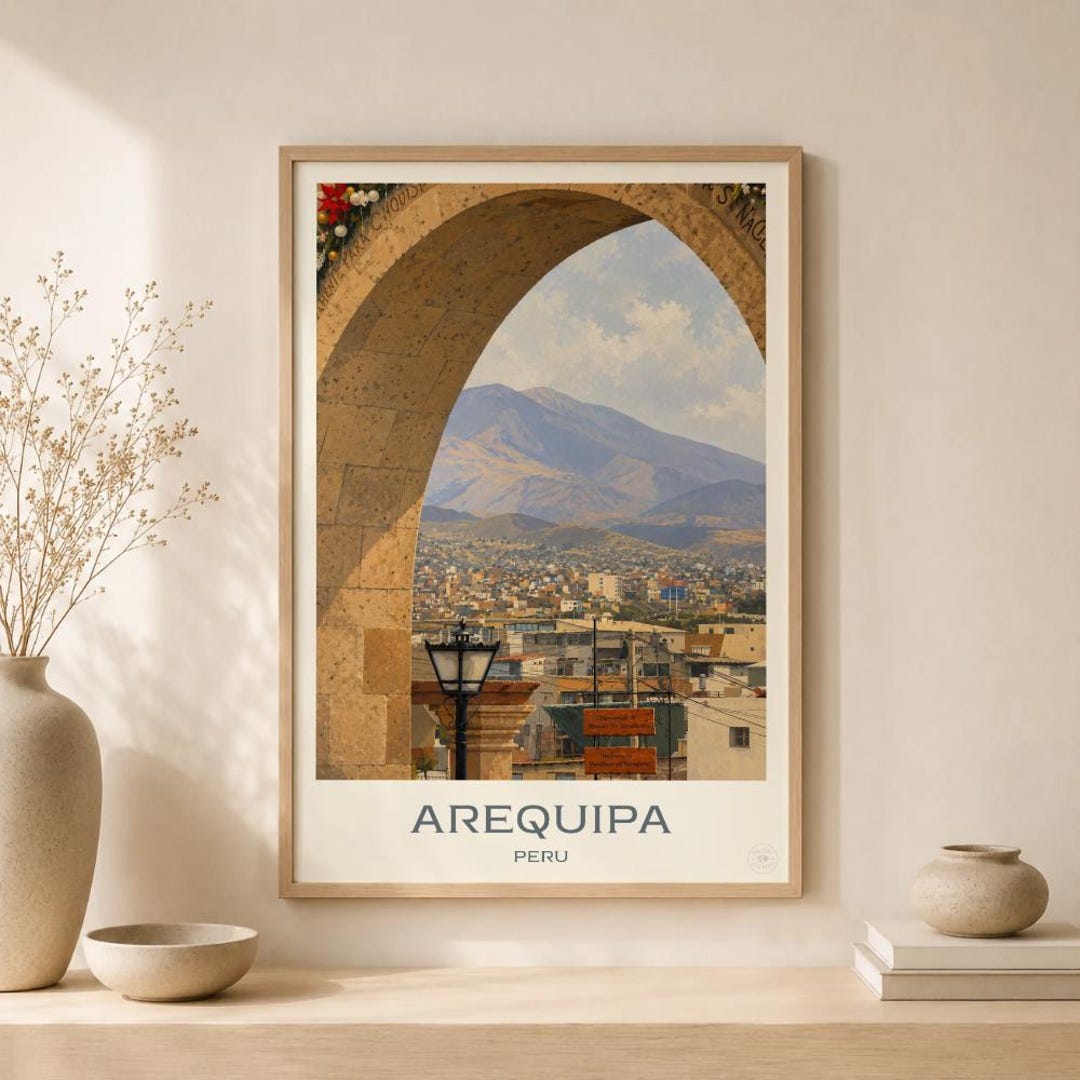 Arequipa Peru Travel Poster | Vintage Yanahuara Wall Art Print, Retro ...