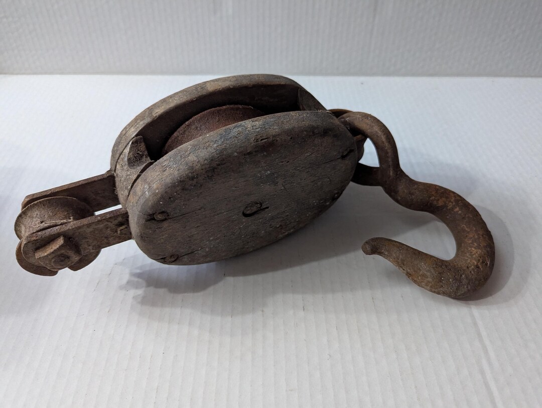 Antique Single Block and Tackle Pulley Wood and Metal - Etsy