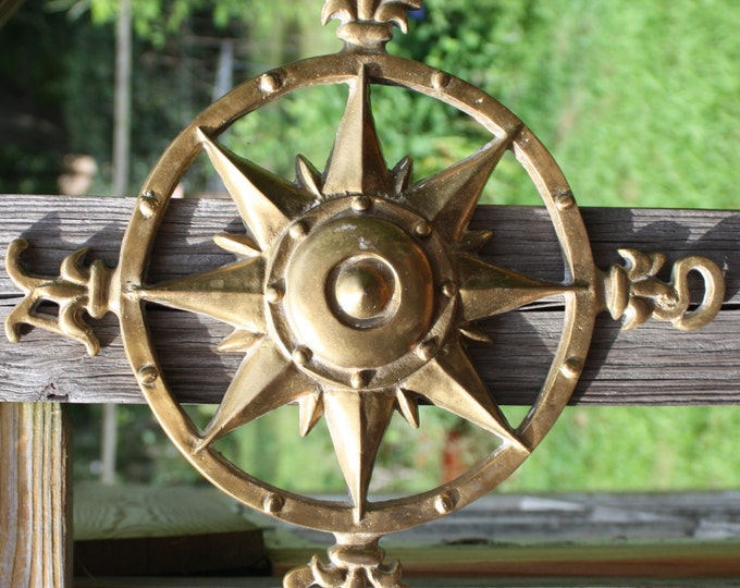 Vintage Solid Brass Compass Rose Wall Hanging/wall Plaque-large ...