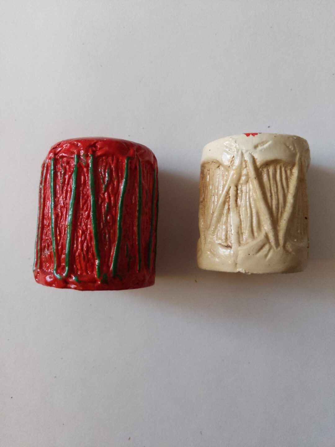 Vintage Ceramic Set of Two Hand Made Native American Drum Salt and ...