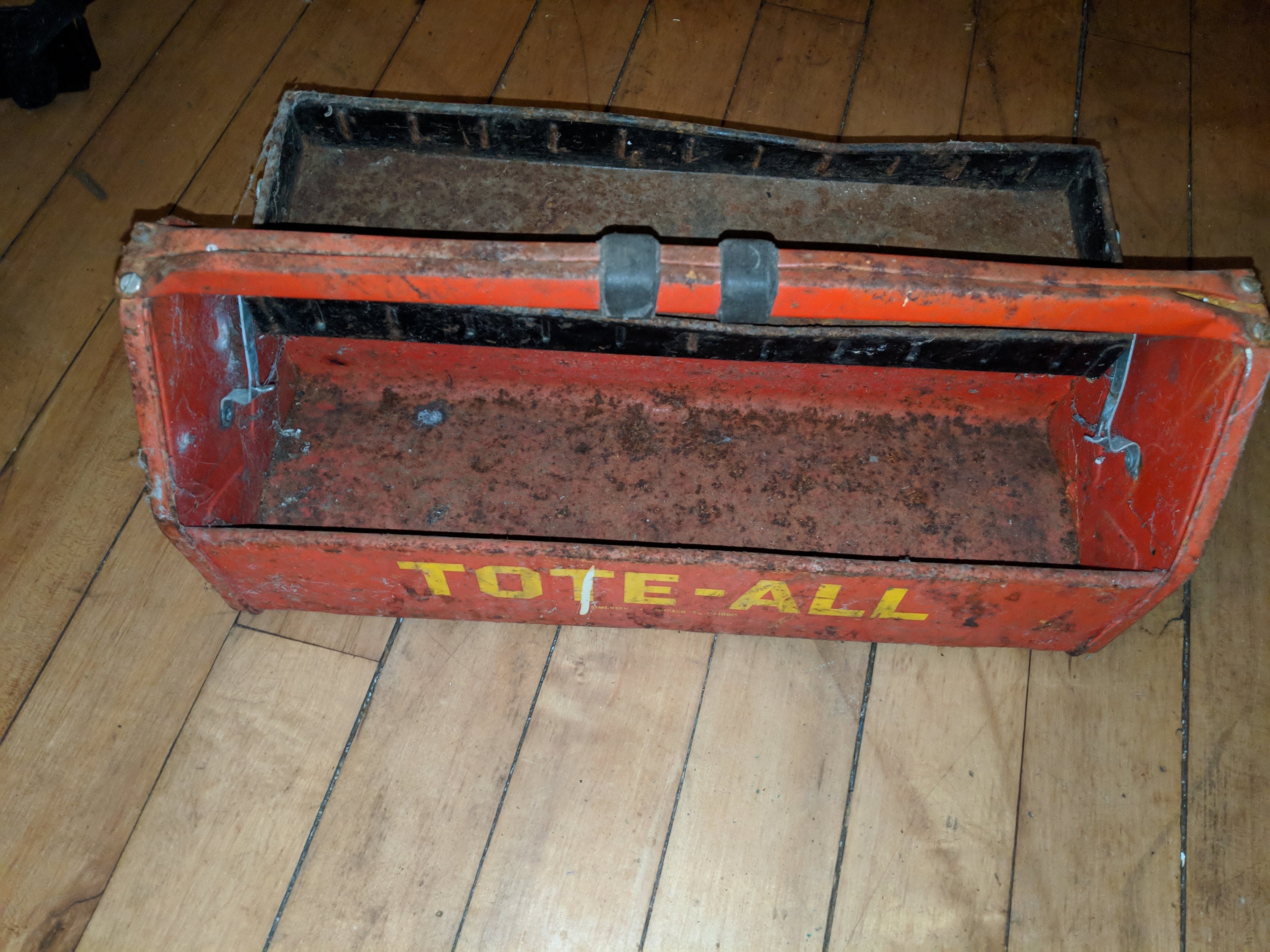 Vintage Rusty Tote-all Metal Tool Box With Lift Drawer Red and | Etsy