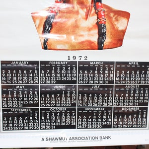 Vintage 1972 Shawmut Bank Wall Hanging Paper Ephemera Calendar ...