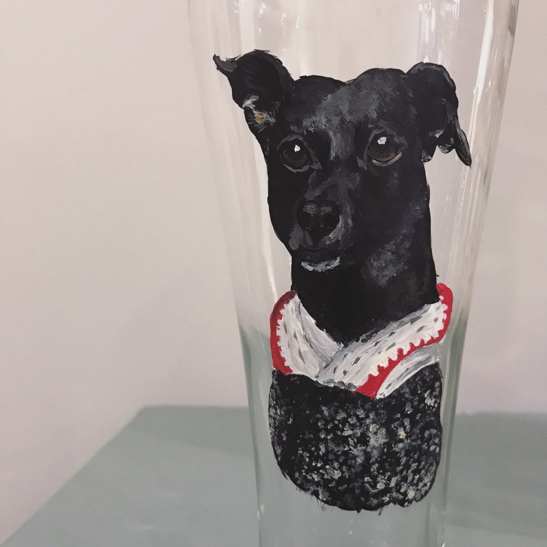 Hand-painted Pet Portrait Pilsner Glass - Custom Dog or Cat Beer Glass ...