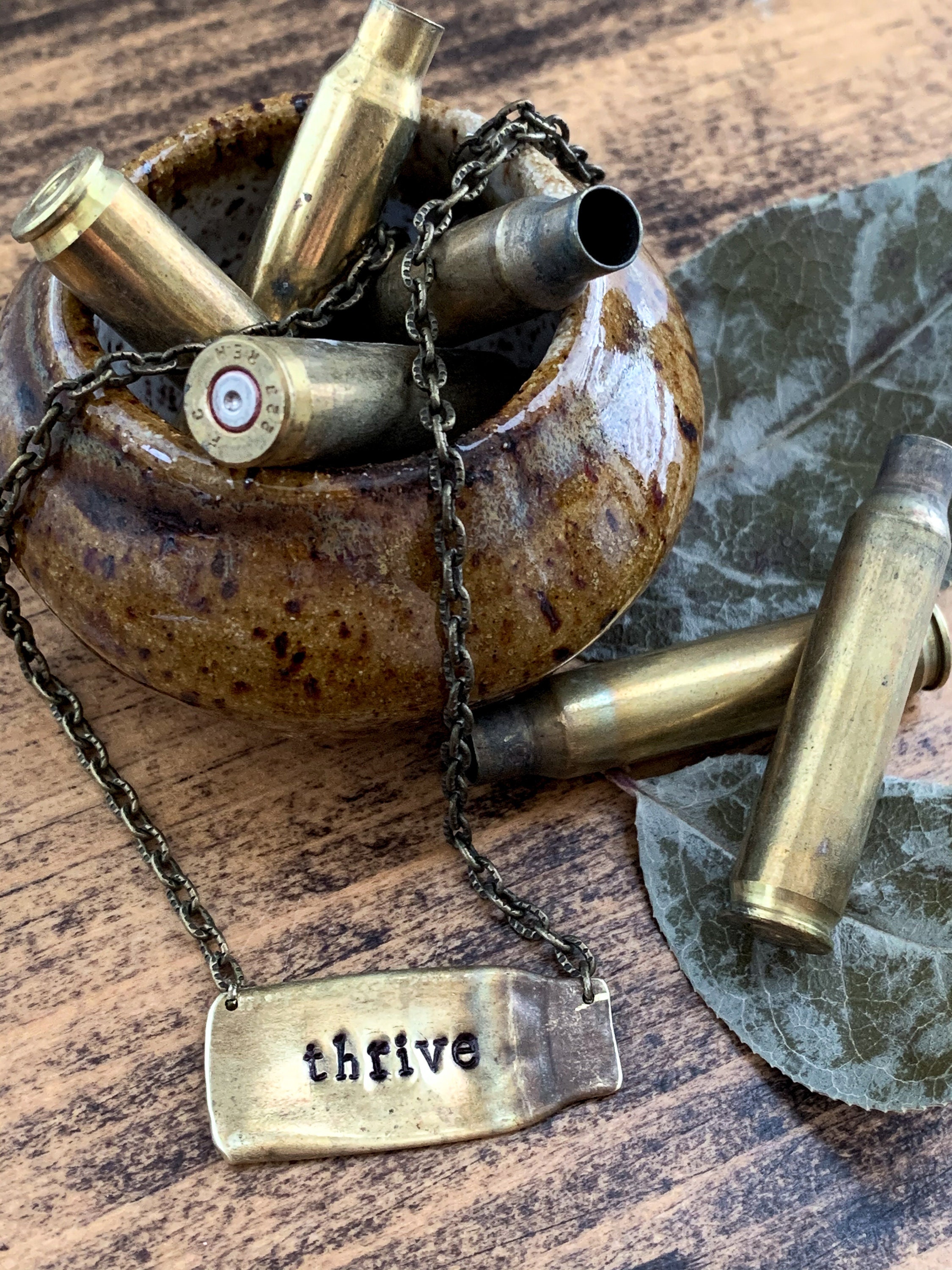 Hand Stamped Shell Casing Necklace - Repurposed Bullet - Saying Jewelry ...