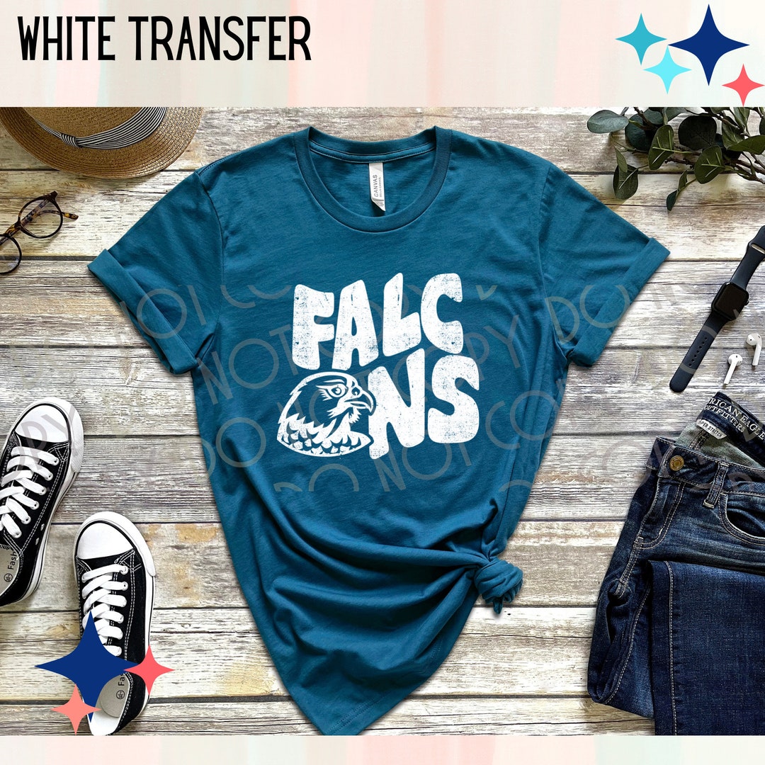 FALCONS Distressed Font With Mascot White Screen Print - Etsy