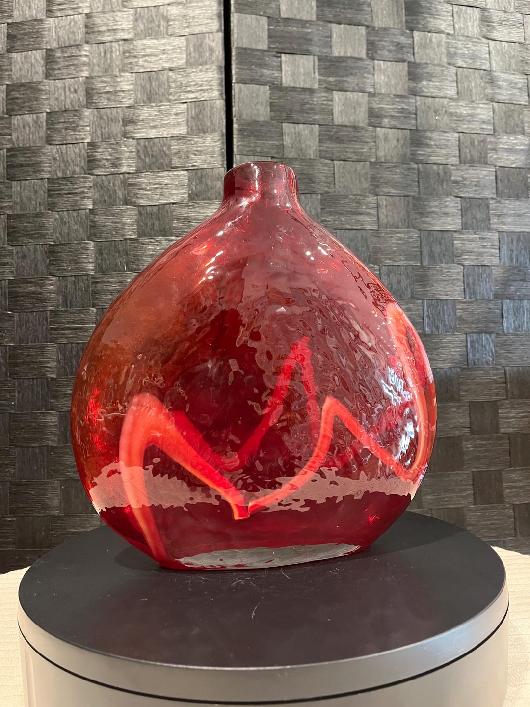 Red Glass Art Vase - Etsy