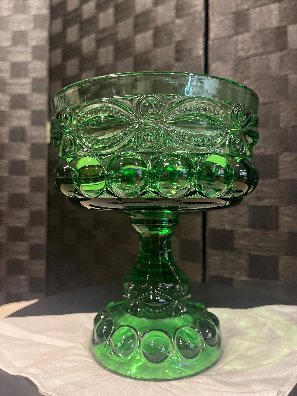 L.G. Wright Green Eye Winker High-footed Compote - Etsy