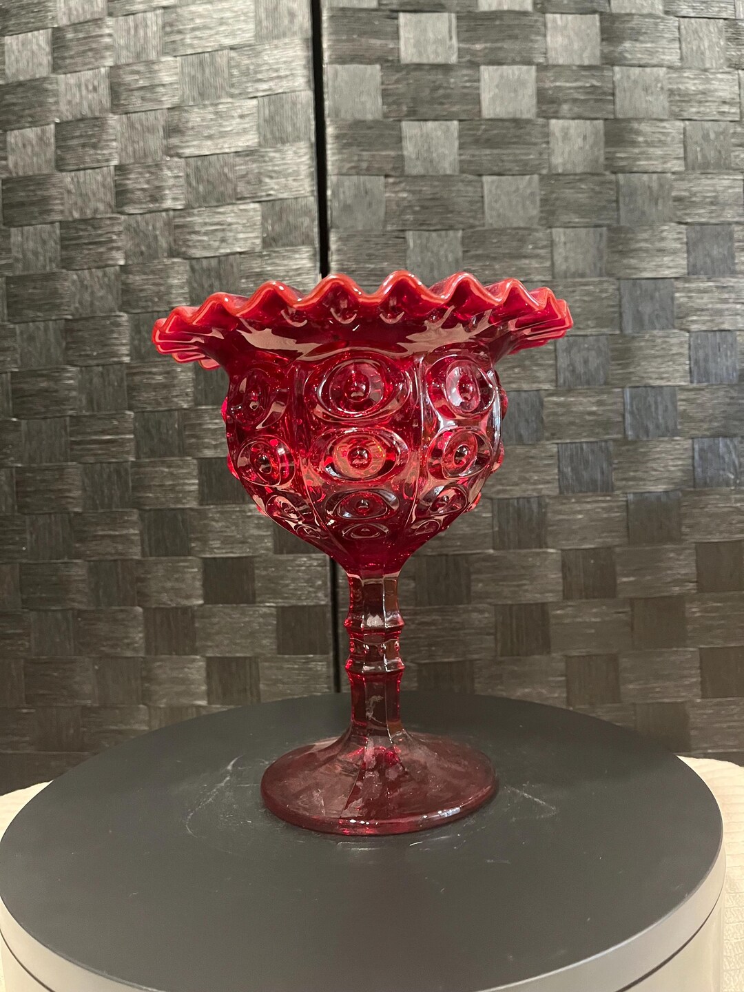 Viking Ruby Red Bulleye Ruffled Compote - Etsy