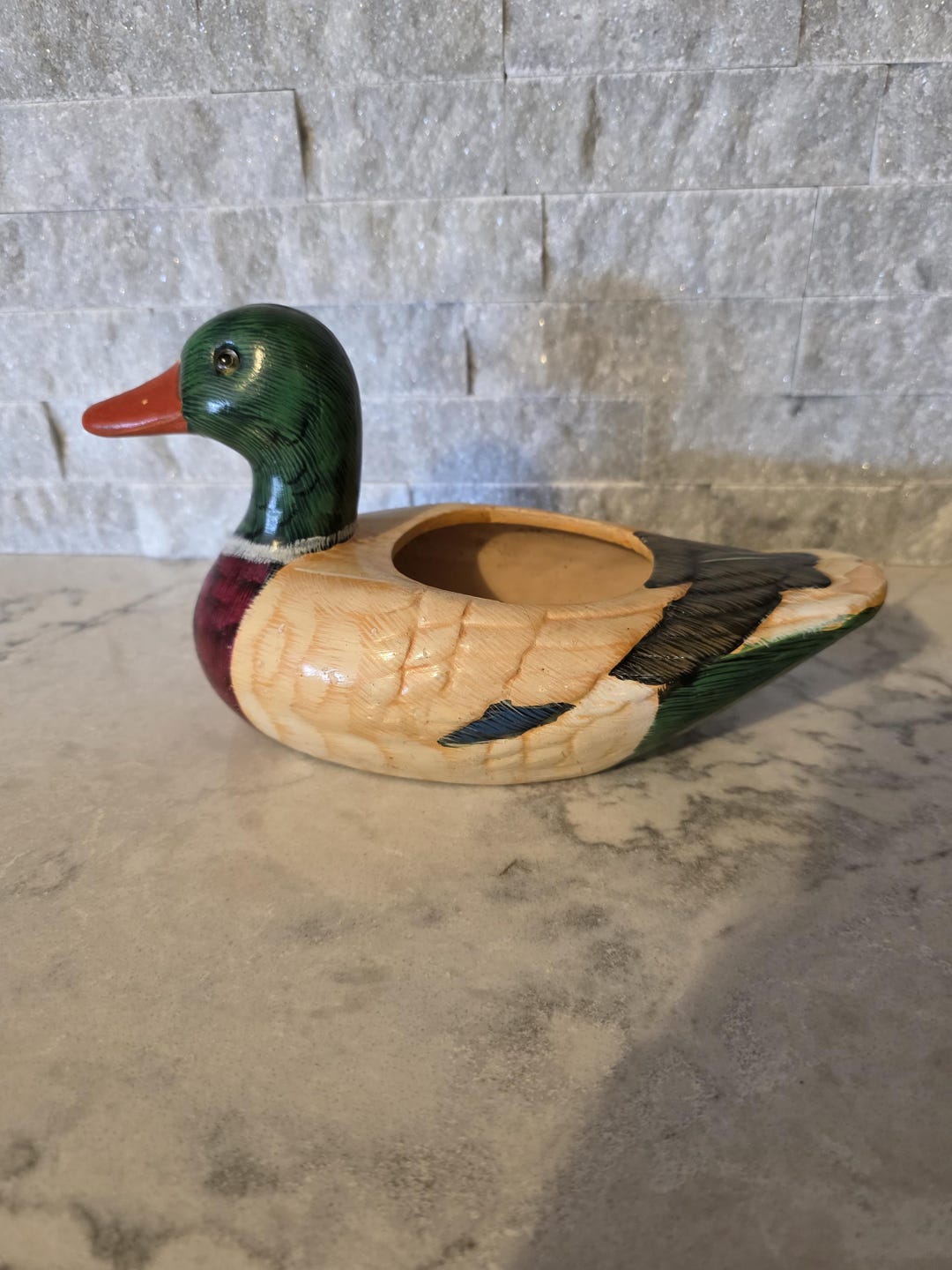 Mallard Duck Planter Chipped on Tail See Pictures. 5.5" X 9.5" - Etsy