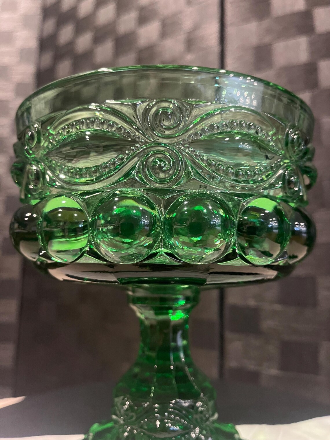 L.G. Wright Green Eye Winker High-footed Compote - Etsy