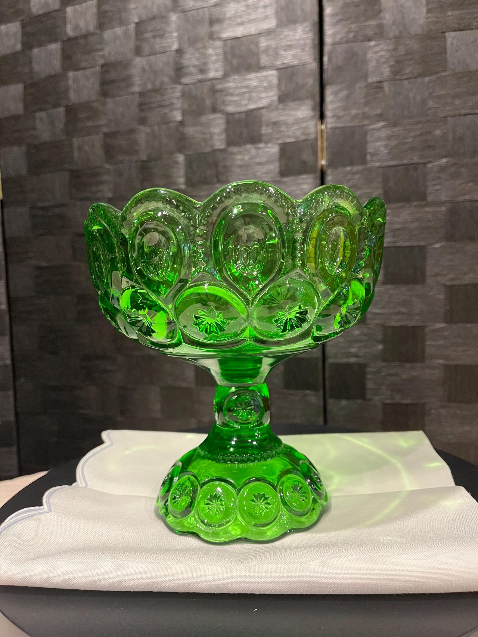 L.E. Smith Moon&stars Green Pedestal - Etsy