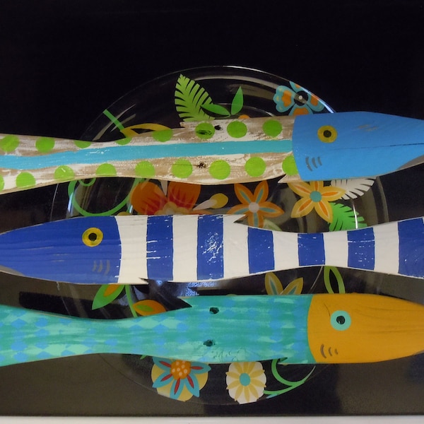 Painted Wood Fish - Etsy