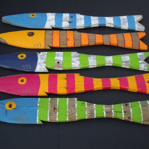 Painted Wood Fish - Etsy