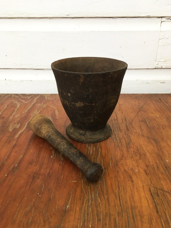 Antique Mortar and Pestle Cast Iron Apothecary Druggist Drug - Etsy