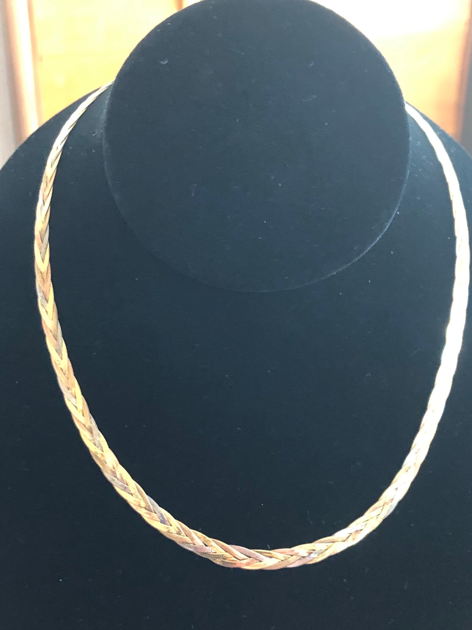 16 10 Karat Gold Tri Color Braided Herringbone Chain - Etsy
