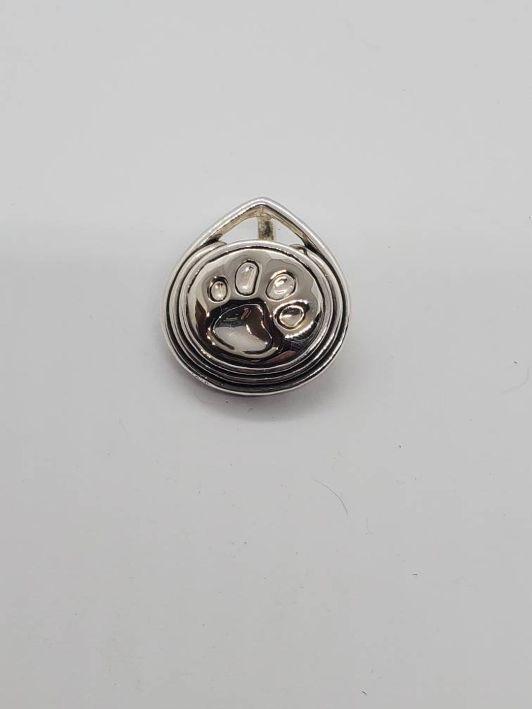 Vintage Signed MJ Dog Paw Silver Plated Brooch Pendant - Etsy