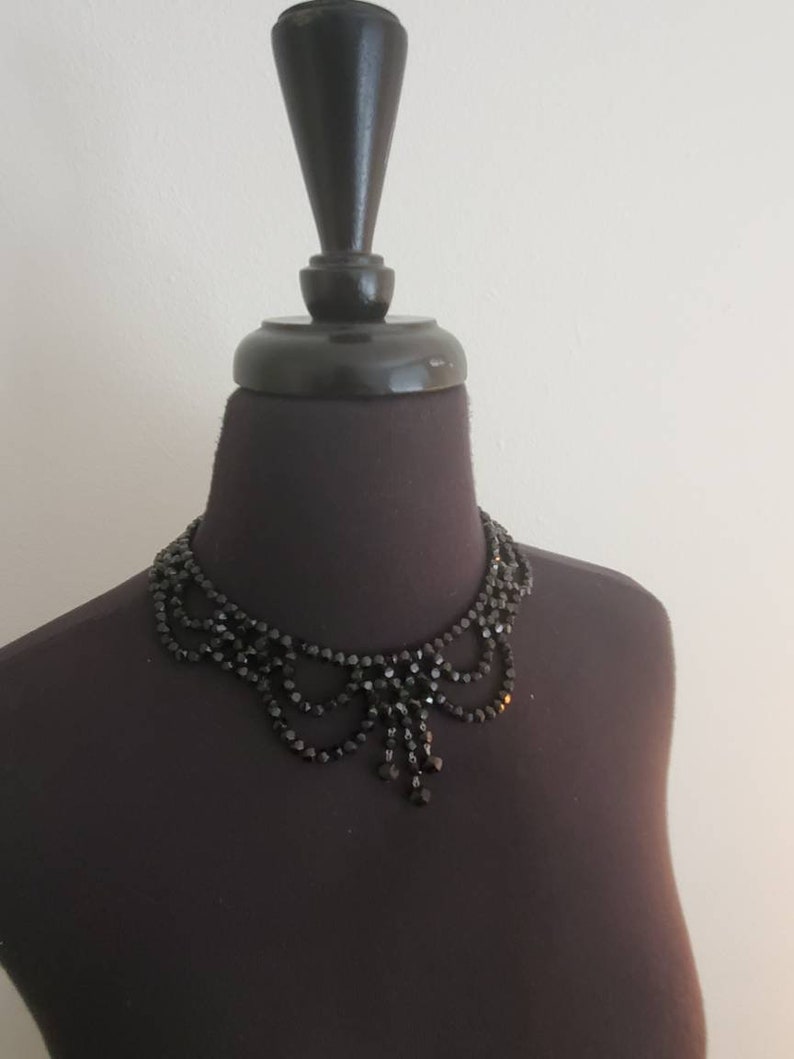 Victorian Mourning Style Antique Black French Jet Festoon Choker ...