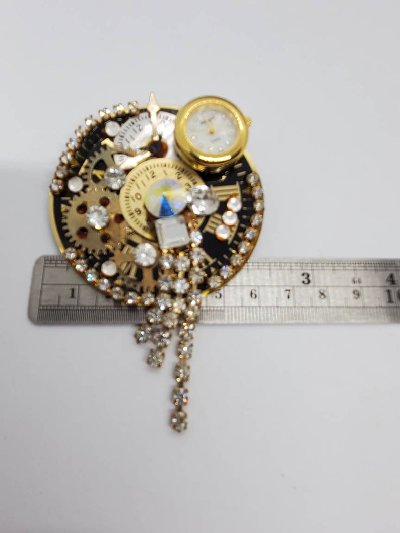 Bonetto 1980s Clock Rhinestone Brooch in Original Box New Old - Etsy