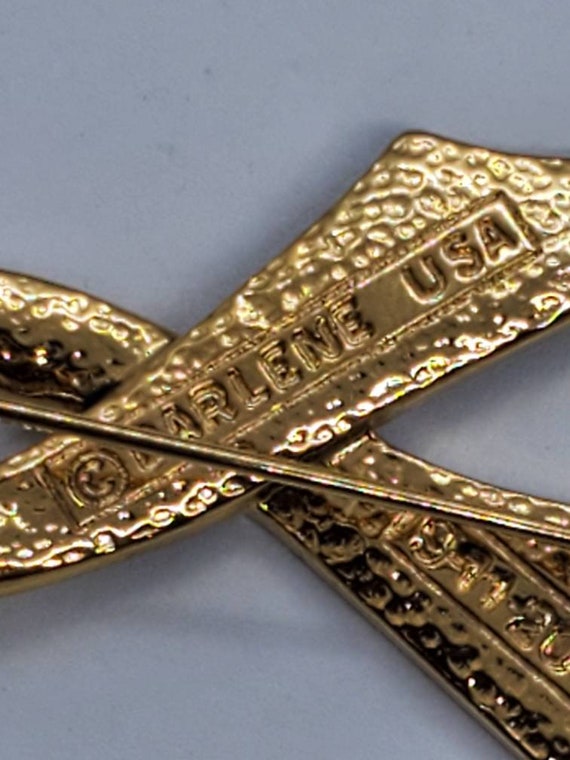 Darlene Enamel Gold Tone American Flag Ribbon Pin Bro… - Gem