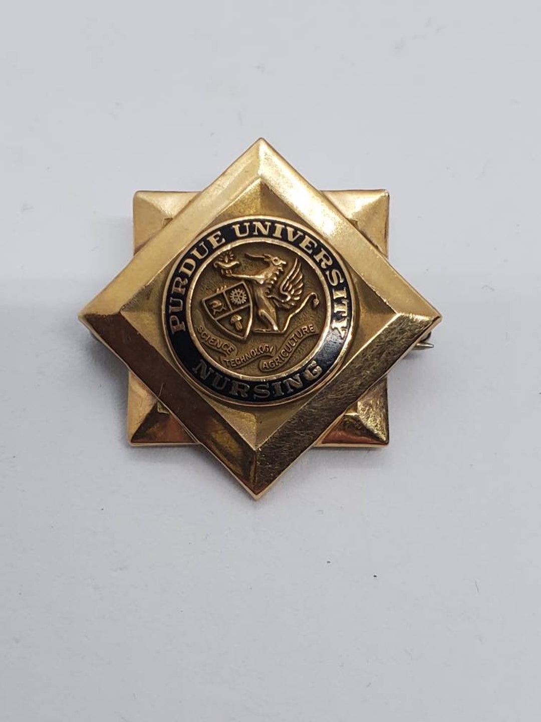 Antique Purdue University 10 Karat Yellow Gold and Black Enamel Nursing ...