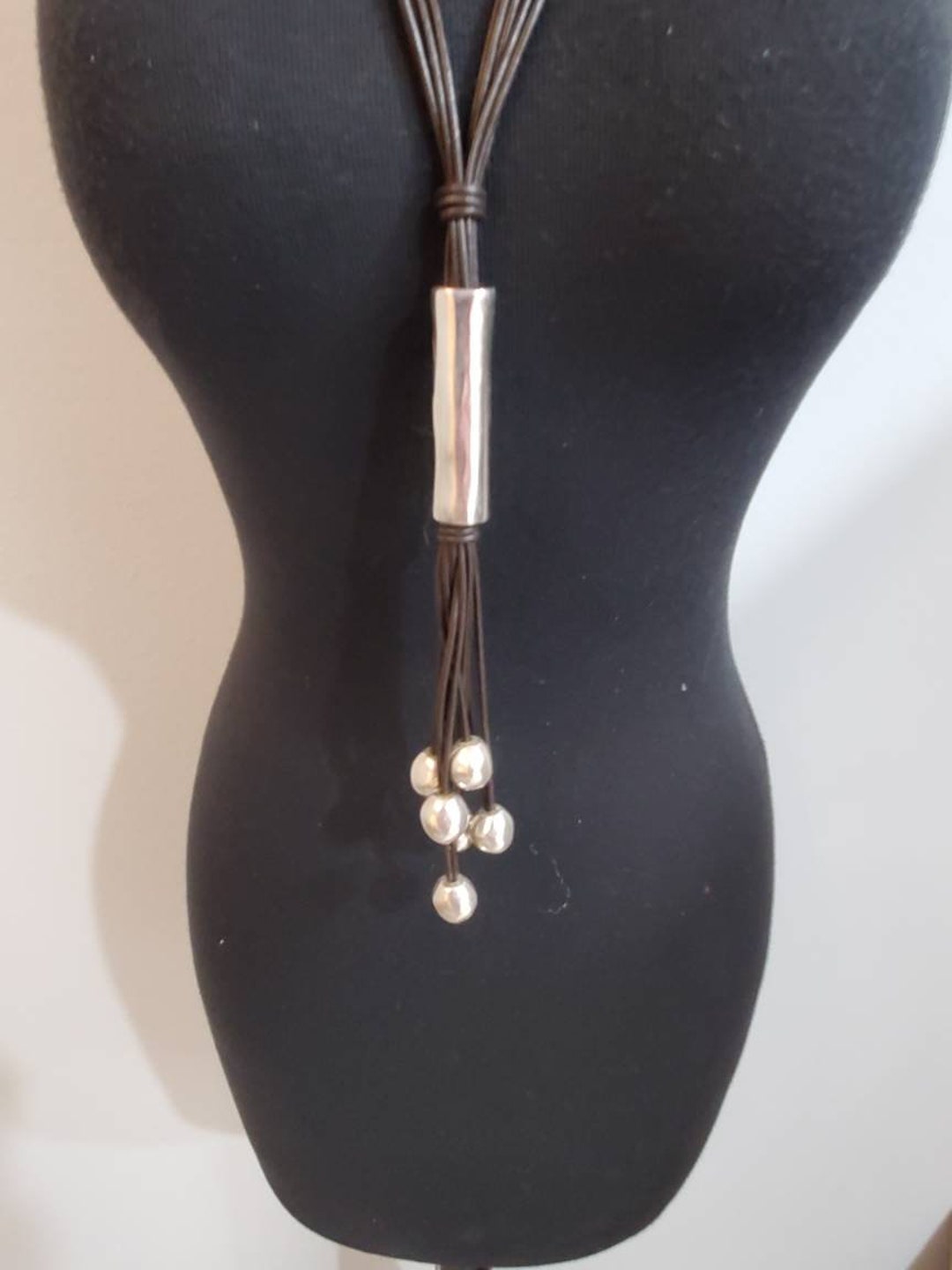 Uno De 50 Leather and Silver Tassel Necklace Jose Azulay - Etsy