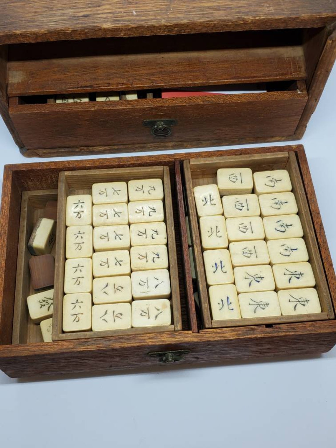 ANTIQUE Bone Bamboo Mah Jong Mahjong Jongg Set RARE Carved | Etsy