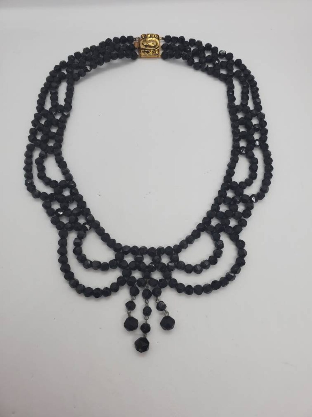 Victorian Mourning Style Antique Black French Jet Festoon Choker ...