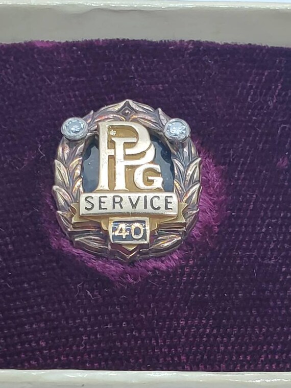 PPG Service Lapel Pin 1 Diamond 2 Blue Stone - 1/10 1… - Gem