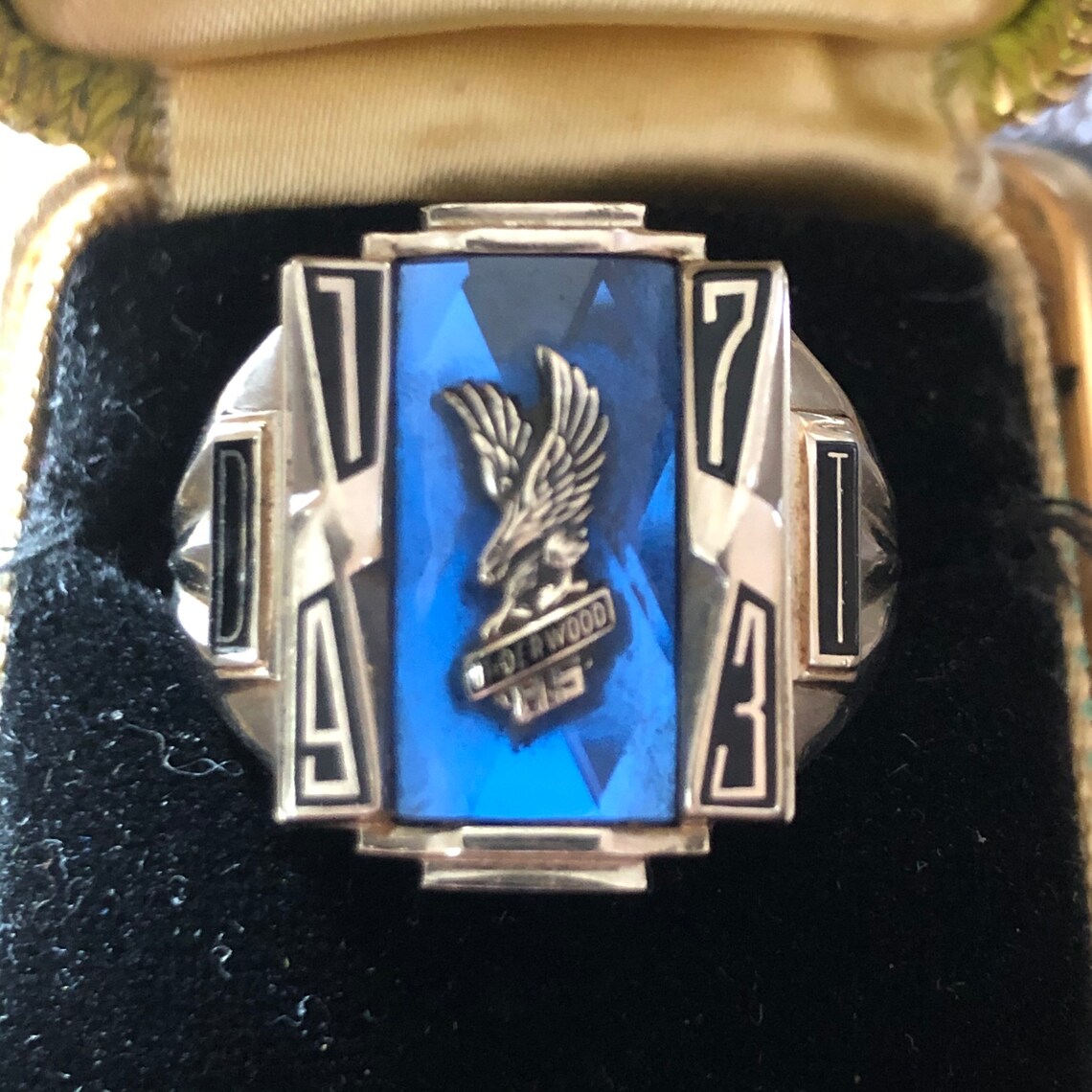 1973 Underwood High School Class Ring With Blue Center Stone | Etsy