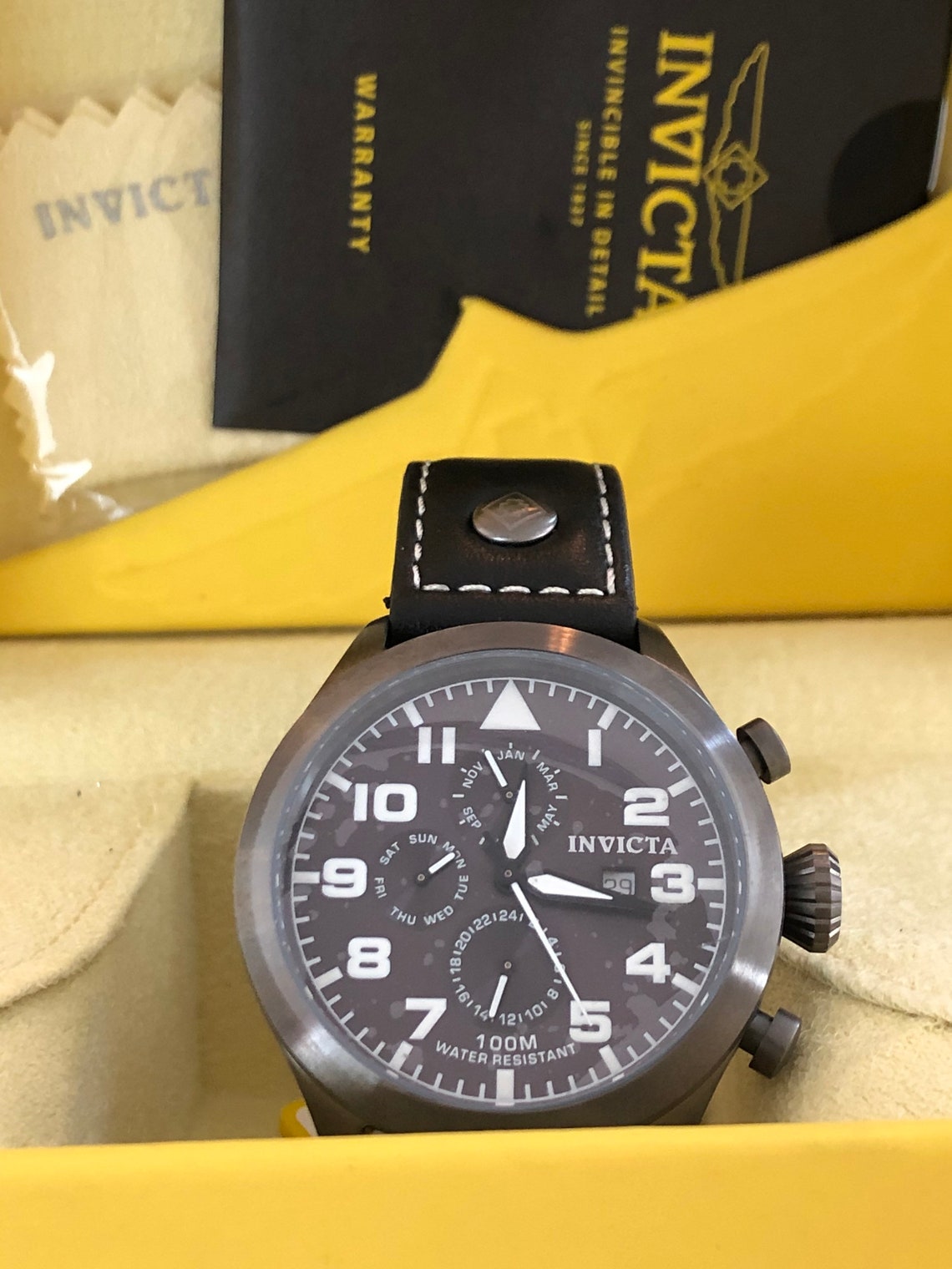 Mens Invicta Watch Blackface With Hematite Casing Black Strap - Etsy