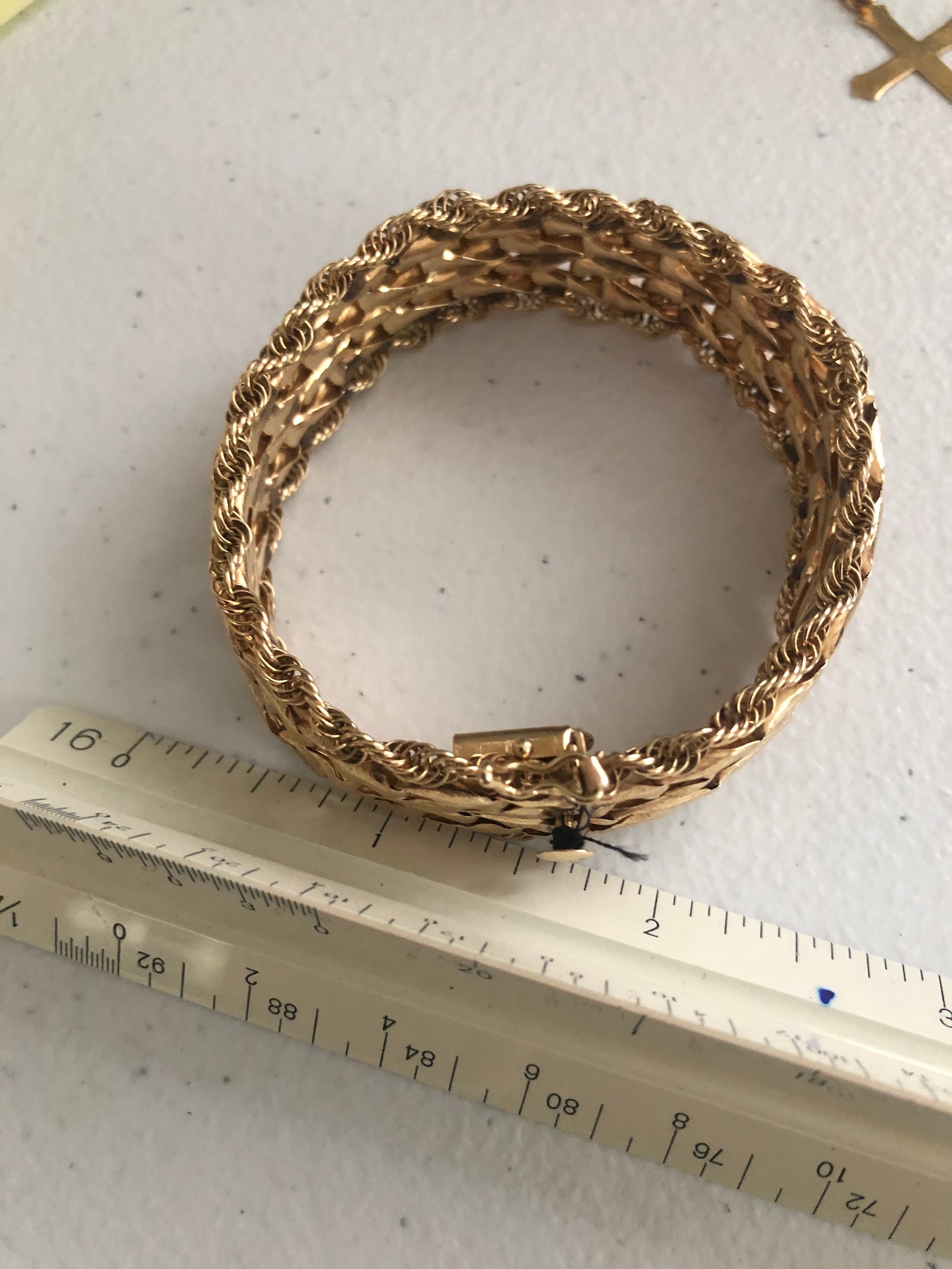 Pulsera tejida de oro amarillo de 14k 7 | Etsy