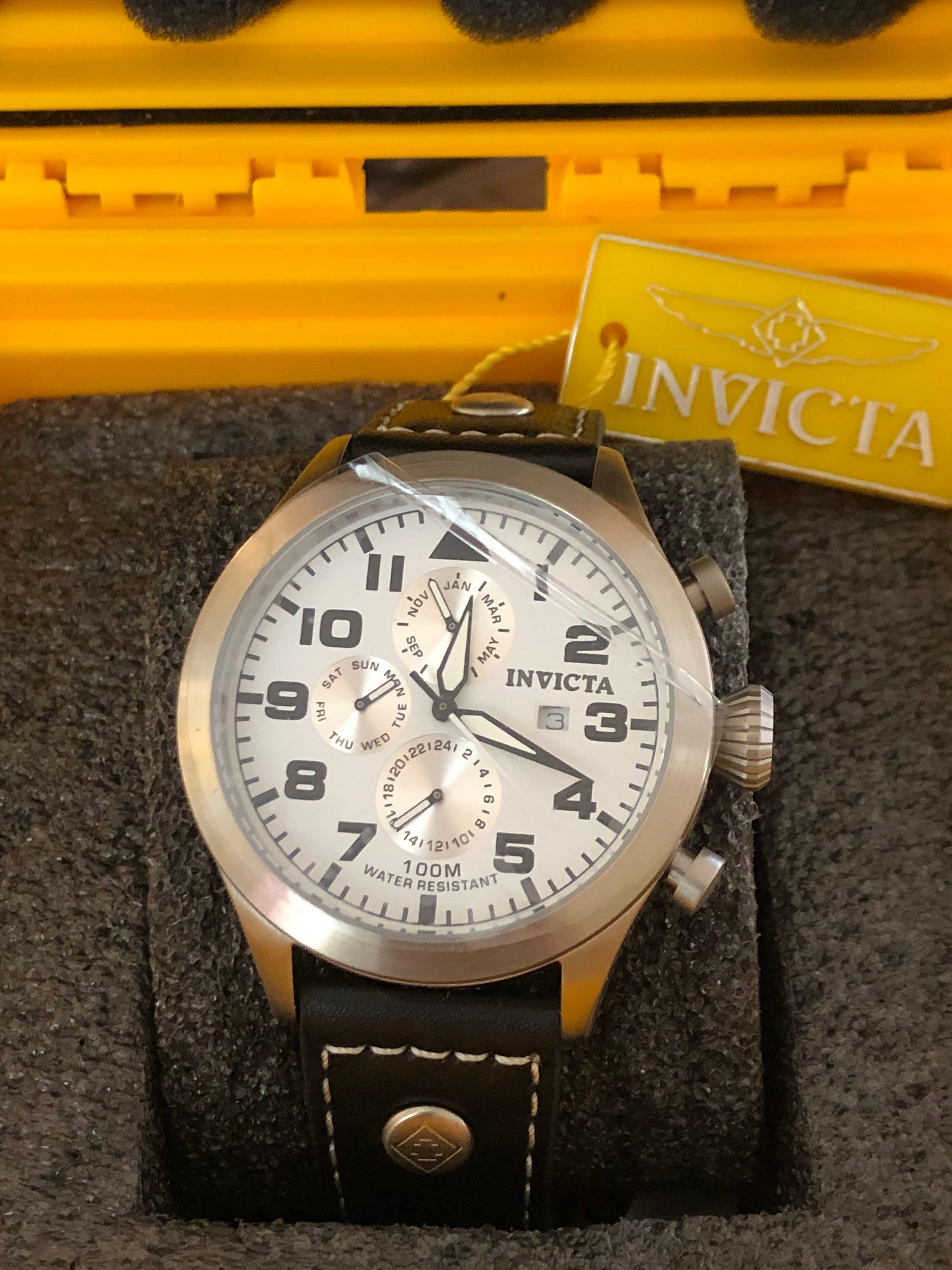 Invicta Chronograph Water Resistant Watch New in Box White Face Watch ...