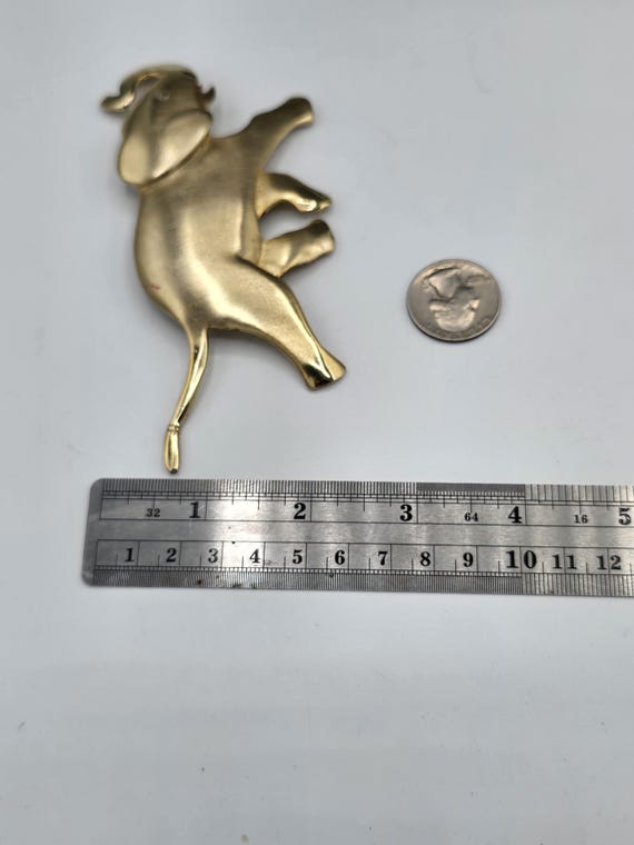 Ultra Craft Gold Tone Large Elephant Brooch Signed - Gem