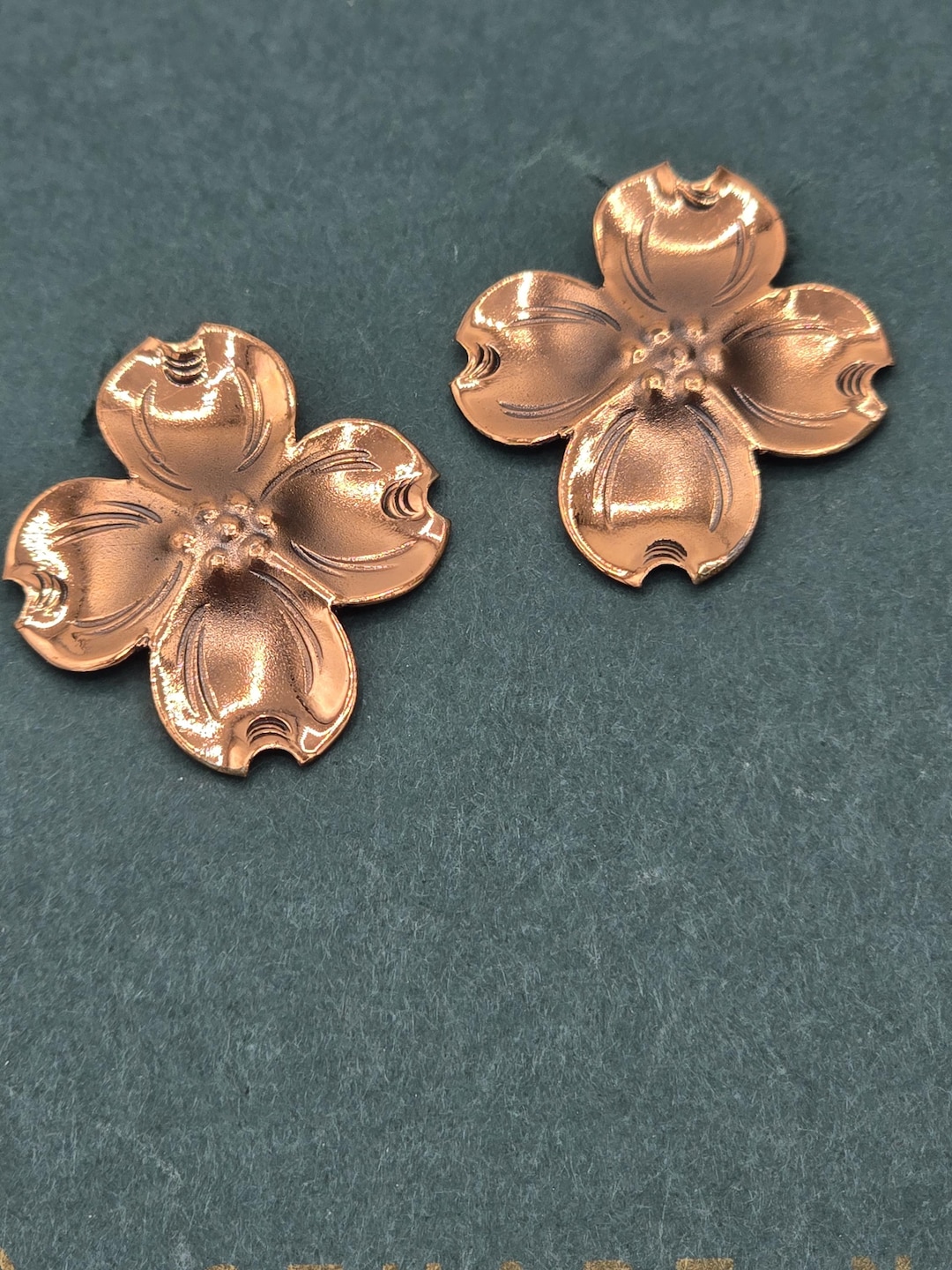 Stuart Nye Copper Flower Clip on Earrings Signed - Etsy