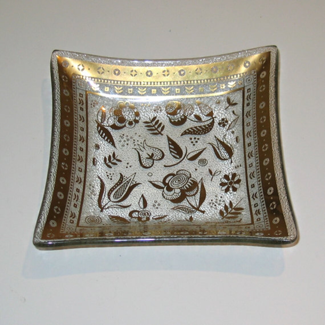 Georges Briard Persian Garden Vintage Slumped Glass Square Tray - Etsy