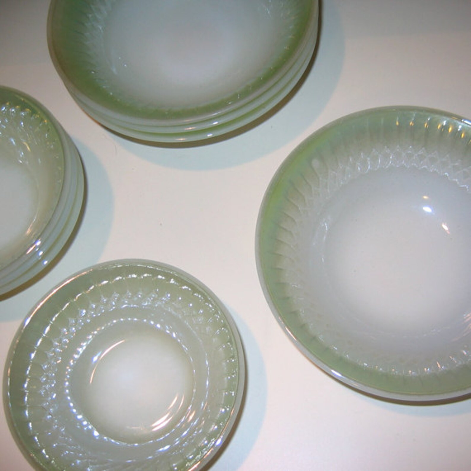 Rare Vintage Federal Glass Greenbrier Moonglow 1950s Milk Glass Bowls ...
