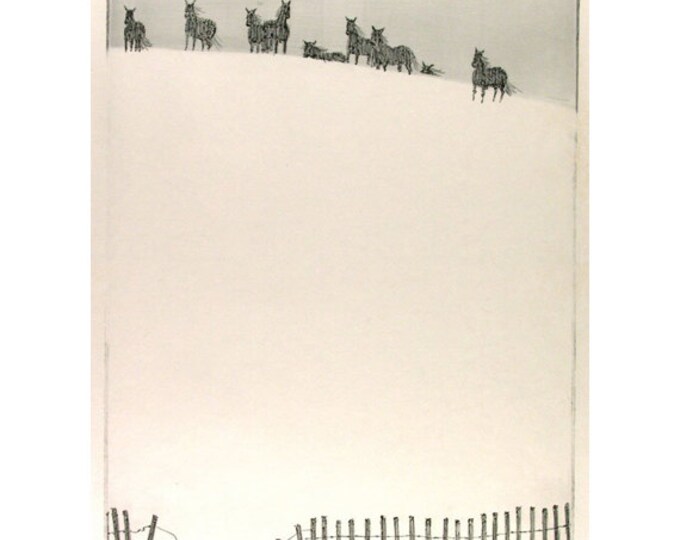 Vintage Richard Volpe Engraving, Winter Horses, Signed by the Artist - Etsy