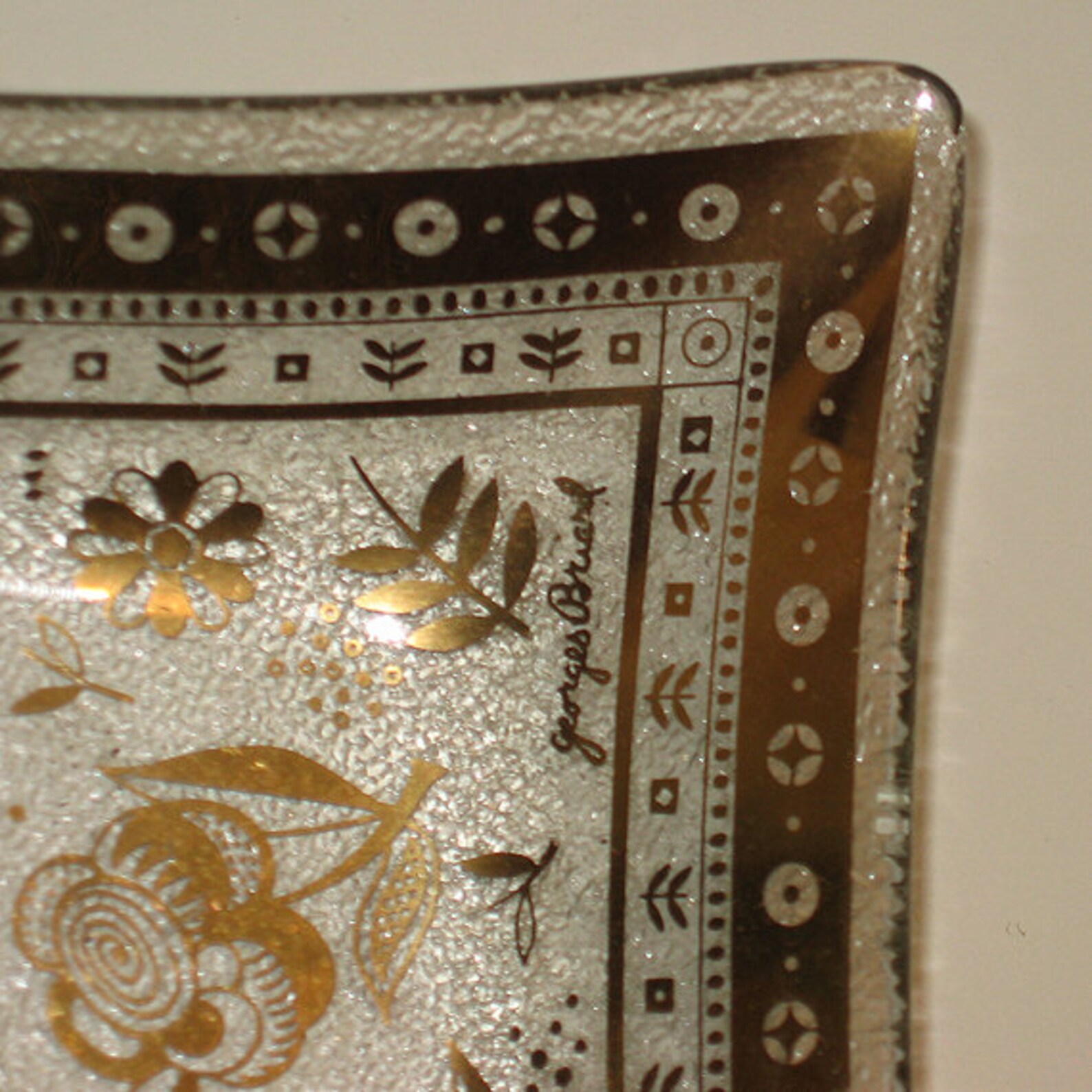 Georges Briard Persian Garden Vintage Slumped Glass Square Tray - Etsy