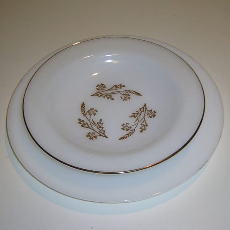 Vintage 1960s Federal Milk Glass Gold Wheat Pattern Plate and - Etsy