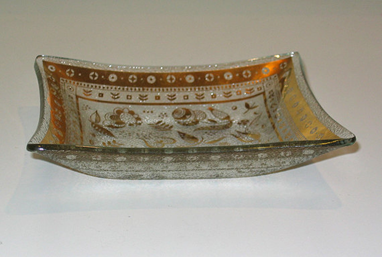 Georges Briard Persian Garden Vintage Slumped Glass Square Tray - Etsy