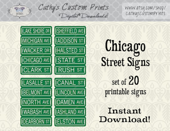 20 Chicago Printable Signs Set of 20 Printable Michigan Ave - Etsy