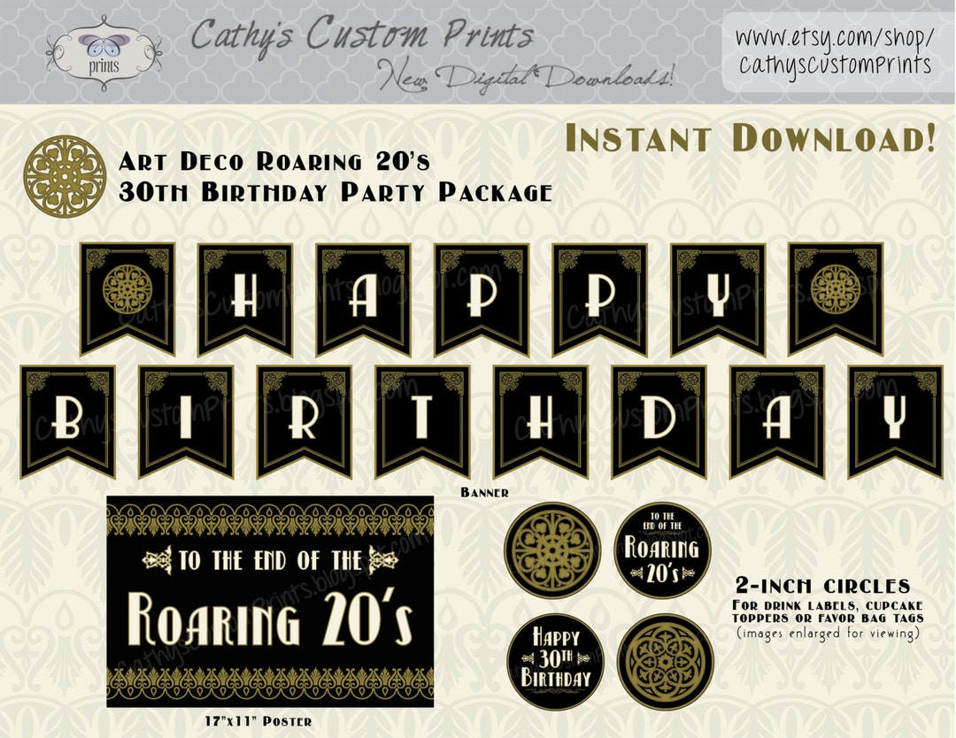 Art Deco, End of the Roaring 20's - 30th Birthday Party Package ...