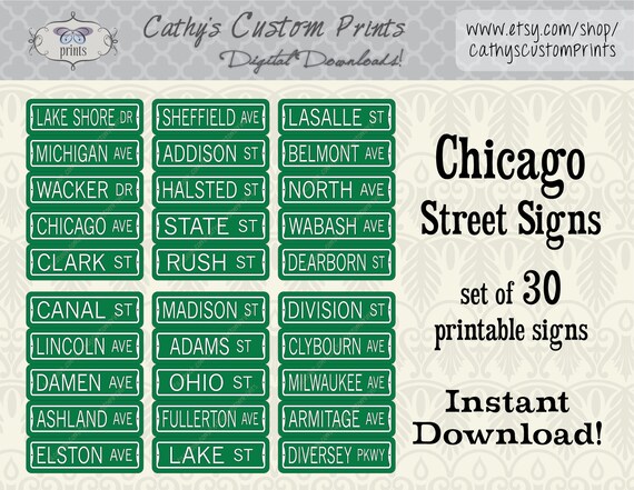 30 Chicago Printable Signs Set of 30 Printable Michigan Ave - Etsy