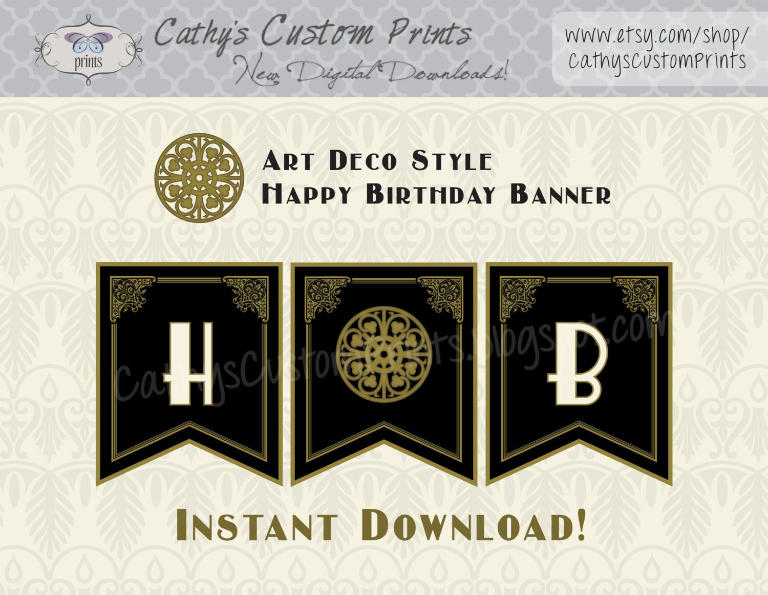 Art Deco 1920's Happy Birthday Printable Banner Party - Etsy