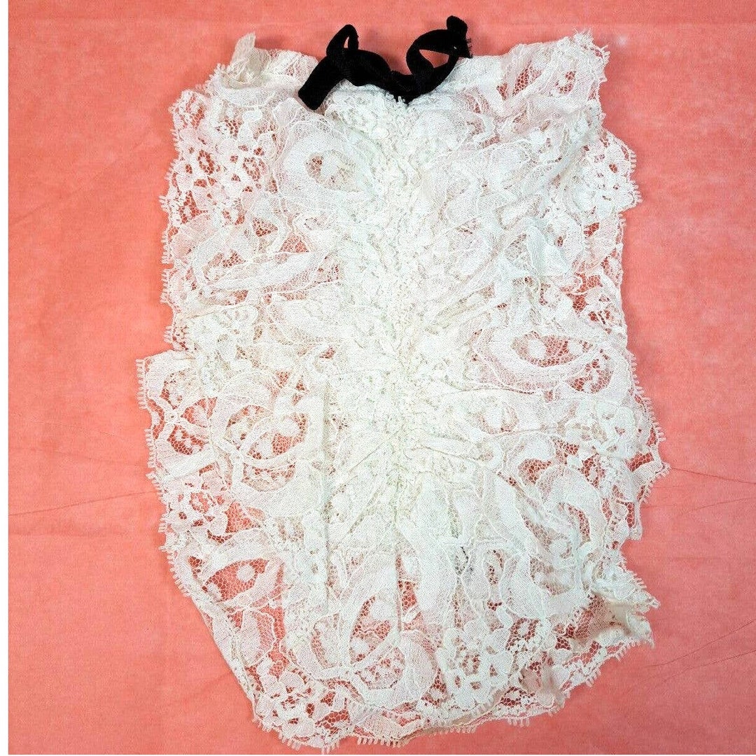 Vintage White Lace Jabot Ruffle Front Attachable Victorian Blouse ...