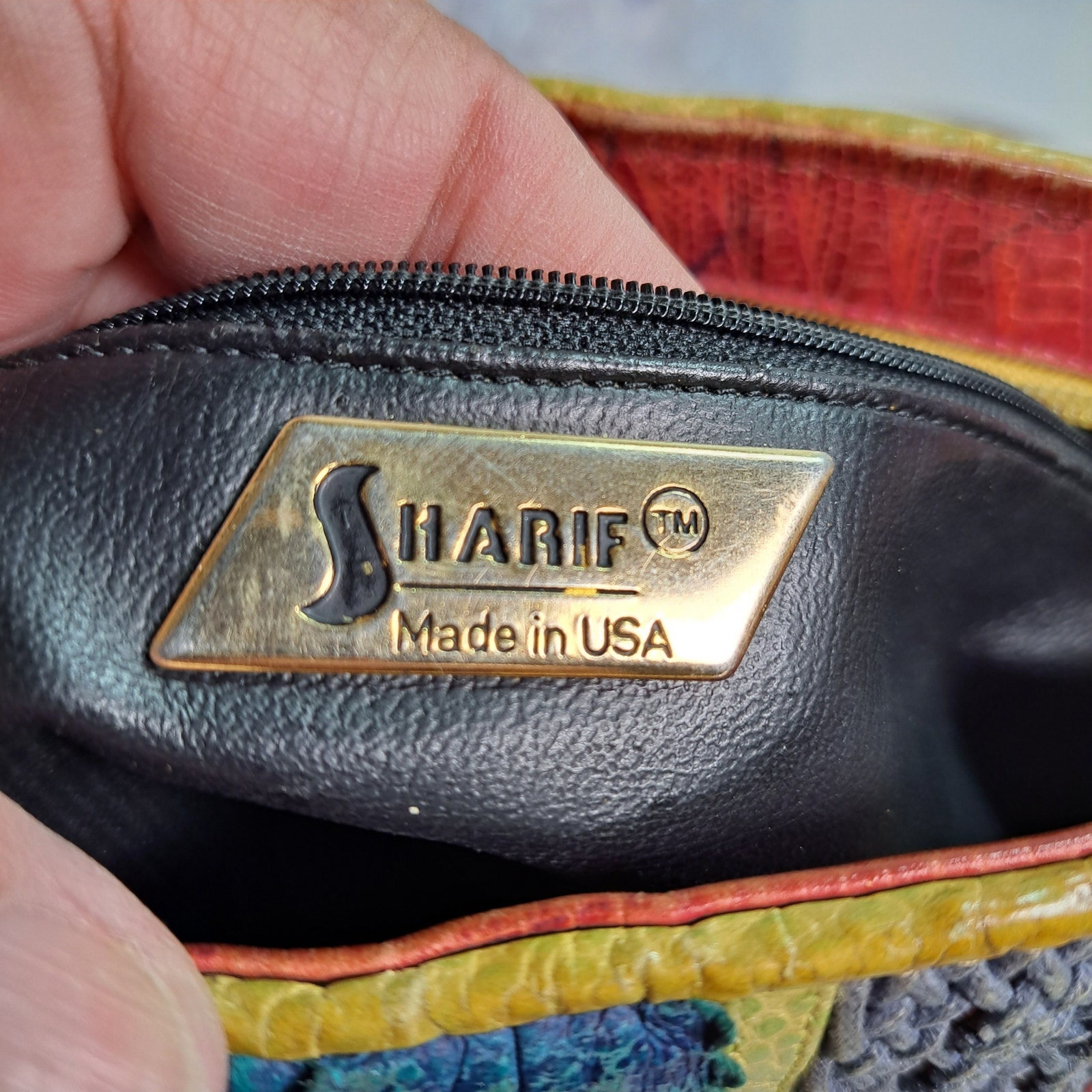 Vintage Sharif 1980s Colorful Gold Red Blue Leather Shoulder Bag Purse ...